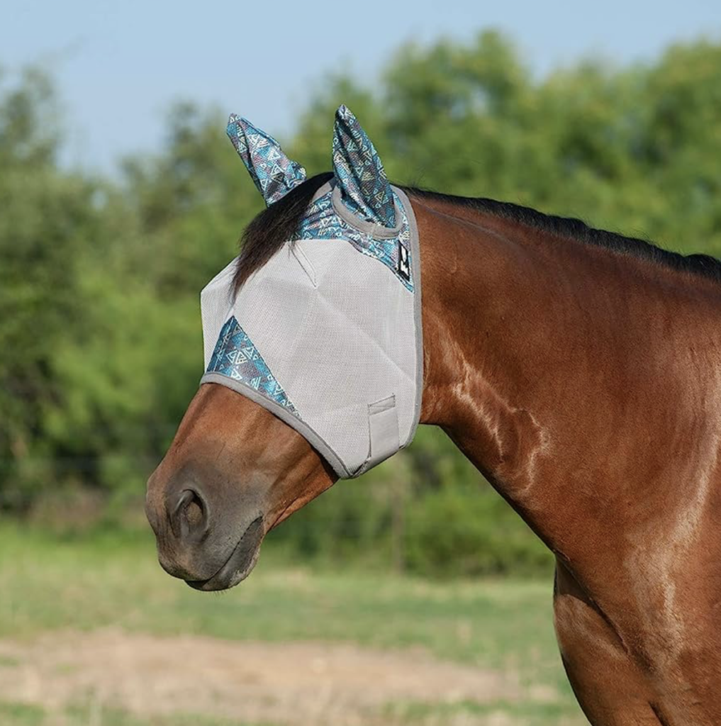 Cashel Crusader Designer Fly Mask - Standard with Ears - Teal Tribal ...
